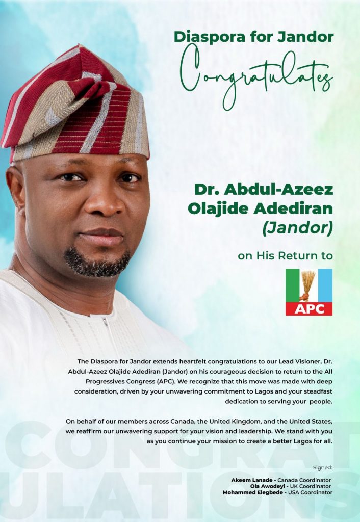 Diaspora for Jandor Congratulates Dr. Abdul-Azeez Olajide Adediran ...